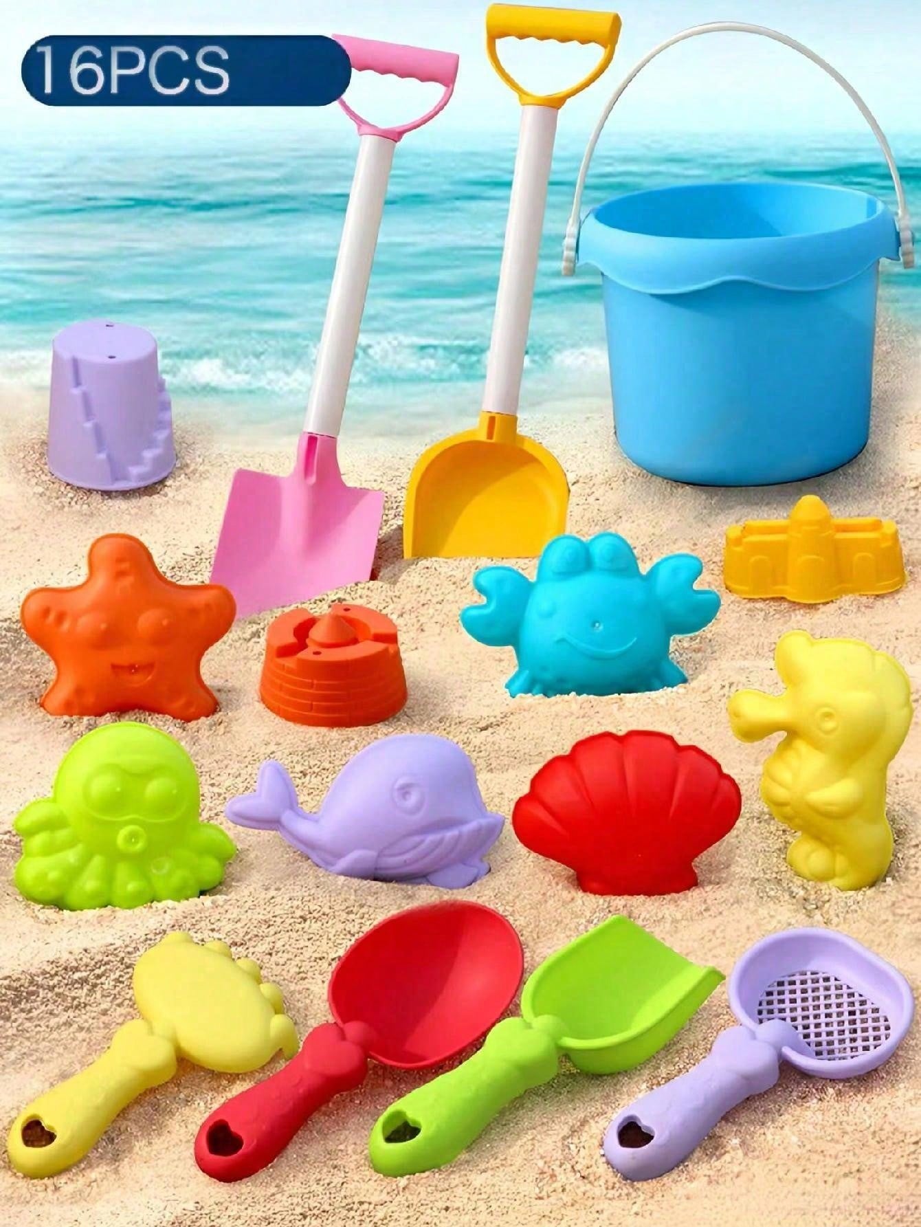 Ensemble de jouets de plage pour enfants, voiture de plage, seau de plage, pelle, outils de jeux ...