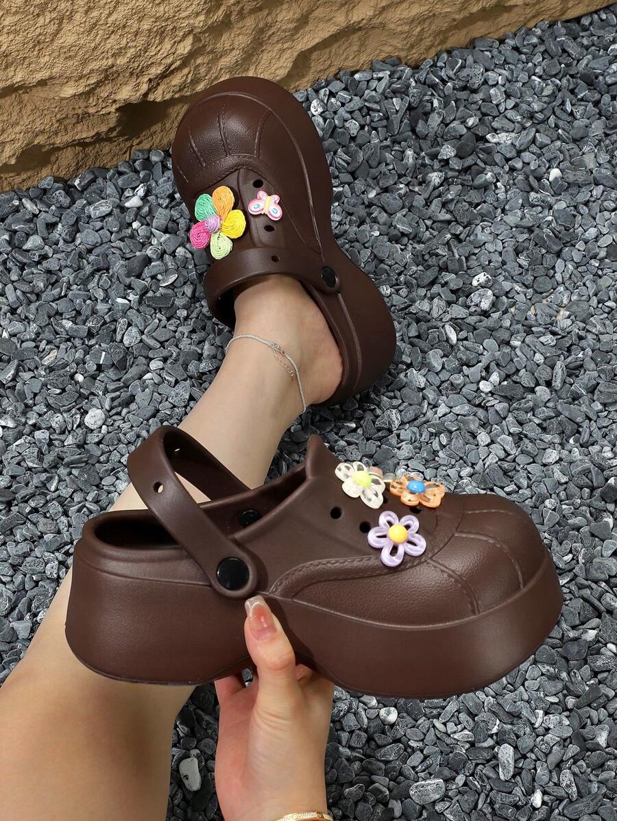New EVA Thick Sole Flower Decor DIY Clog Sandals Women, Non-Slip ...