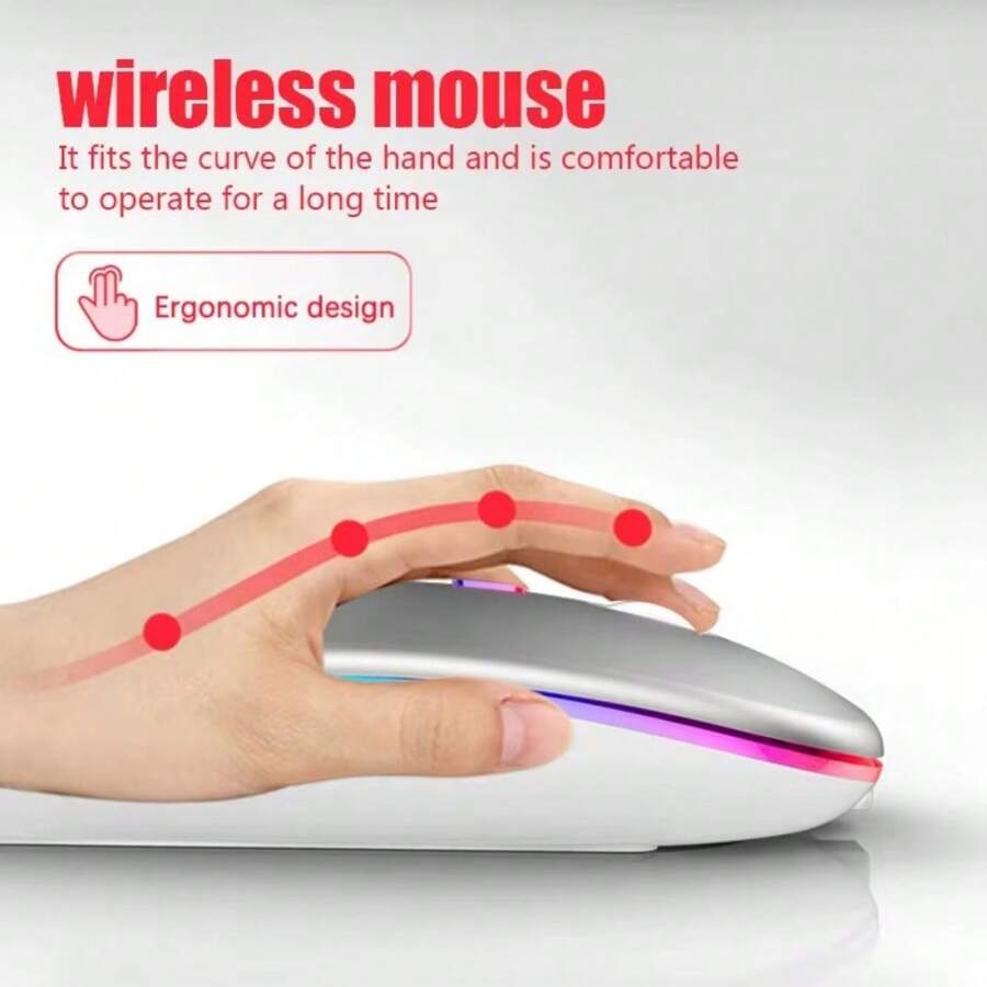 Wireless Mouse RGB Rechargeable Bluetooth Mice Wireless Computer Mause ...