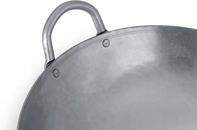 Traditional Hand Hammered Carbon Steel Pow Wok With Wooden And Steel ...