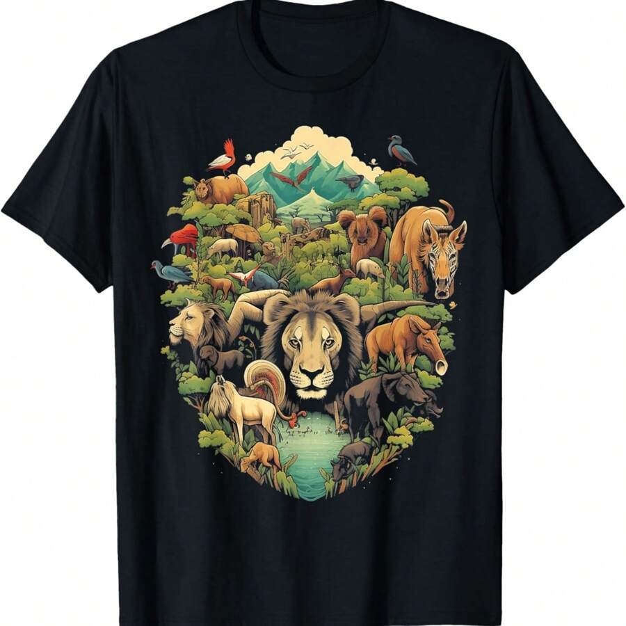 Animal Kingdom With A Variety Of Animals In Their Natura T-Shirt ...