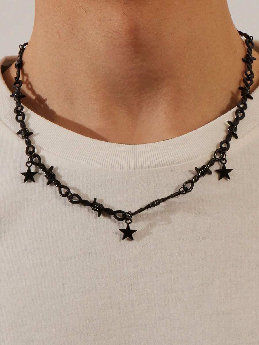 1pc Unique Vintage Thorn Star Necklace, Thorn Clavicle Chain ...