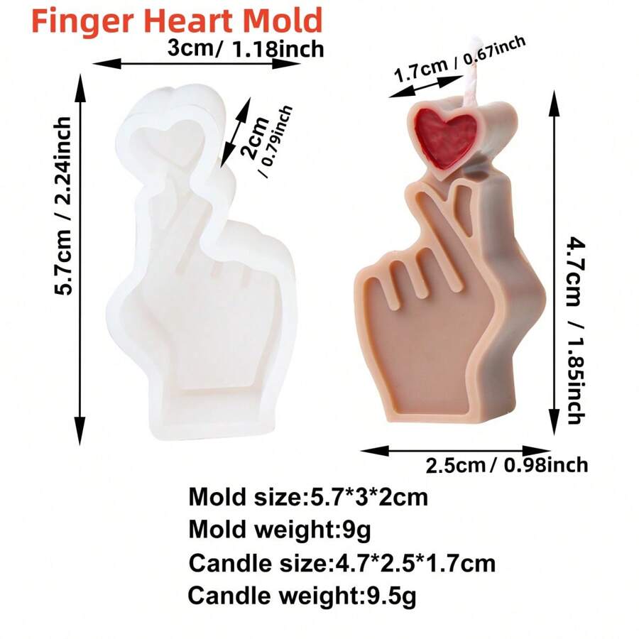 Asymmetric Gesture Finger Heart Scented Candle Mold Finger Gesture ...