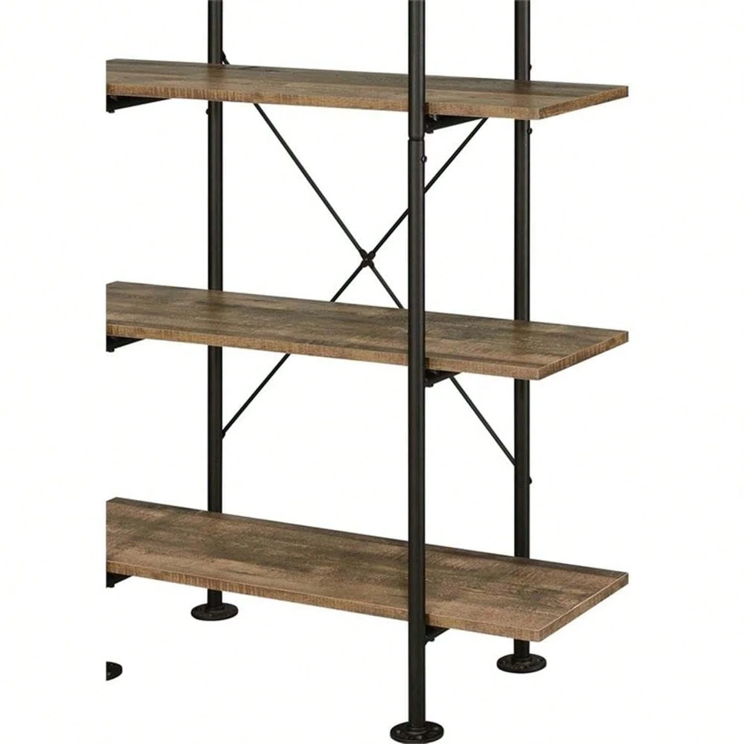 ACME Classic Style Oak Color Bookshelf, Metal Frame With Wooden Shelves ...