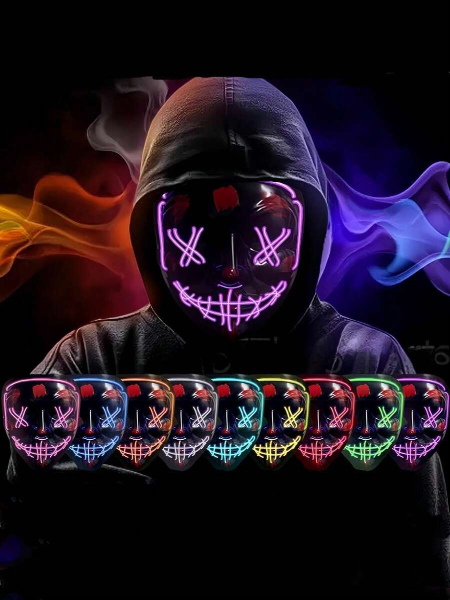 1 Pc Neon Led Purge Mask Masque Masquerade Party Masks Light Grow In ...