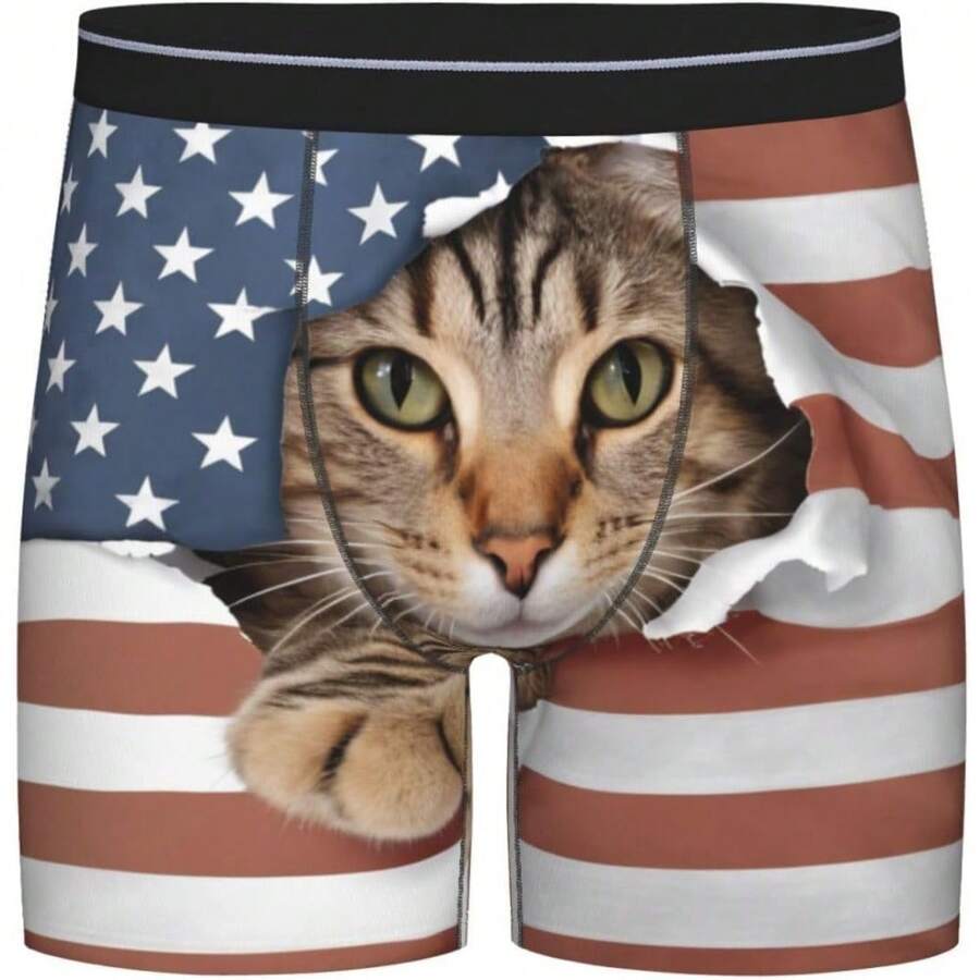 Colorful Dog Cat Paw Print Funny Boxer Brief For Men Breathable Stretch ...