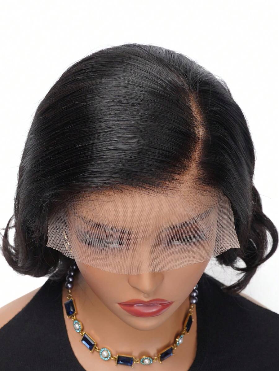 Perruque bob sans colle à porter et partir, cheveux naturels ondulés lâches, perruques frontales ...