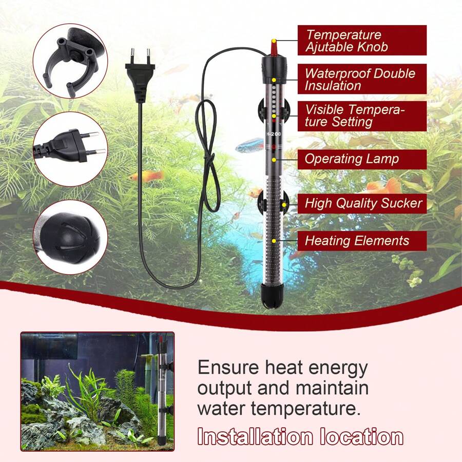 Aquarium Water Heater 100W Submersible Fish Tank Thermostat Heating ...