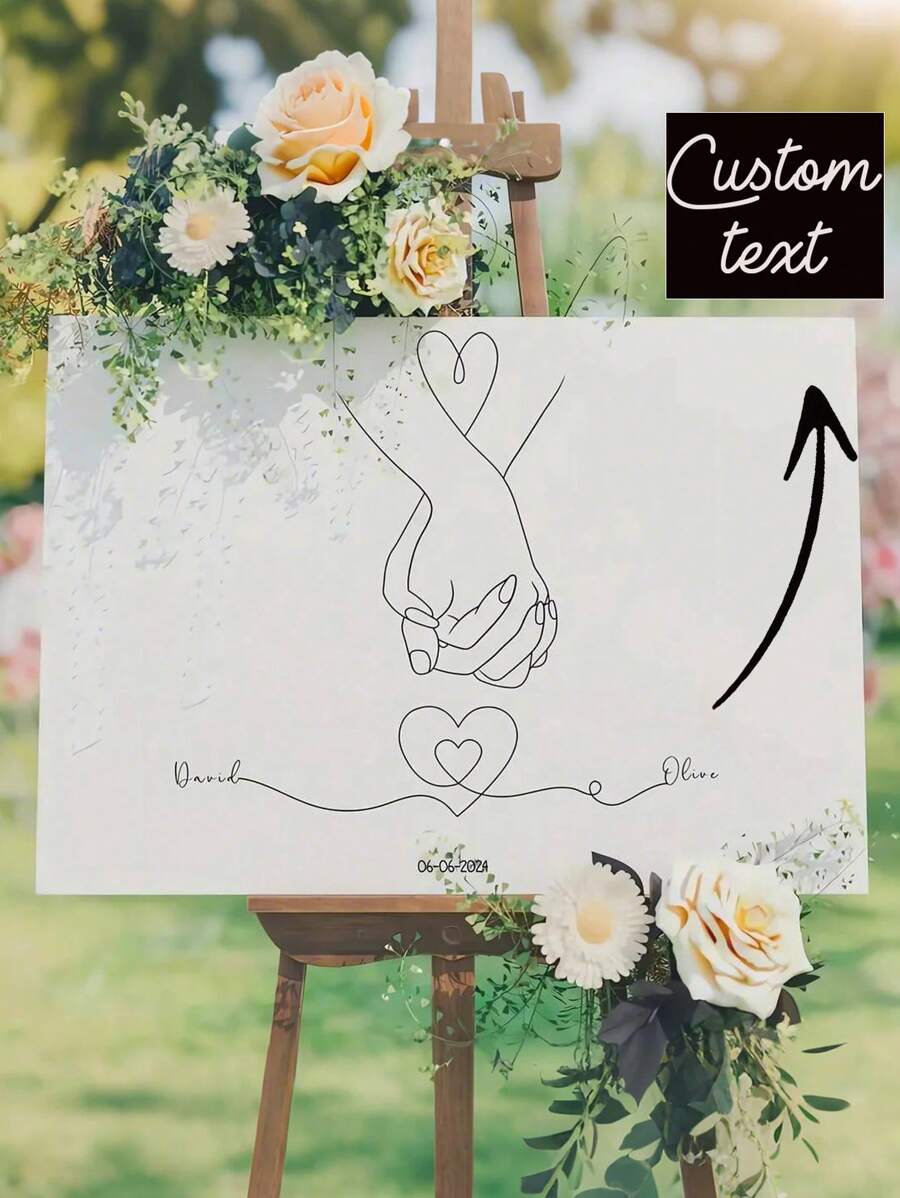 1pc Personalized Couple Wall Art With Name Poster (Not Including Frame ...