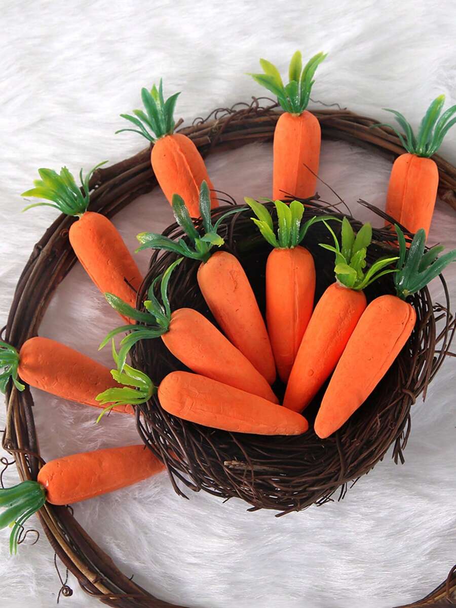 12pcs Realistic Carrot Easter Decorations, Easter Themed Party Supplies ...