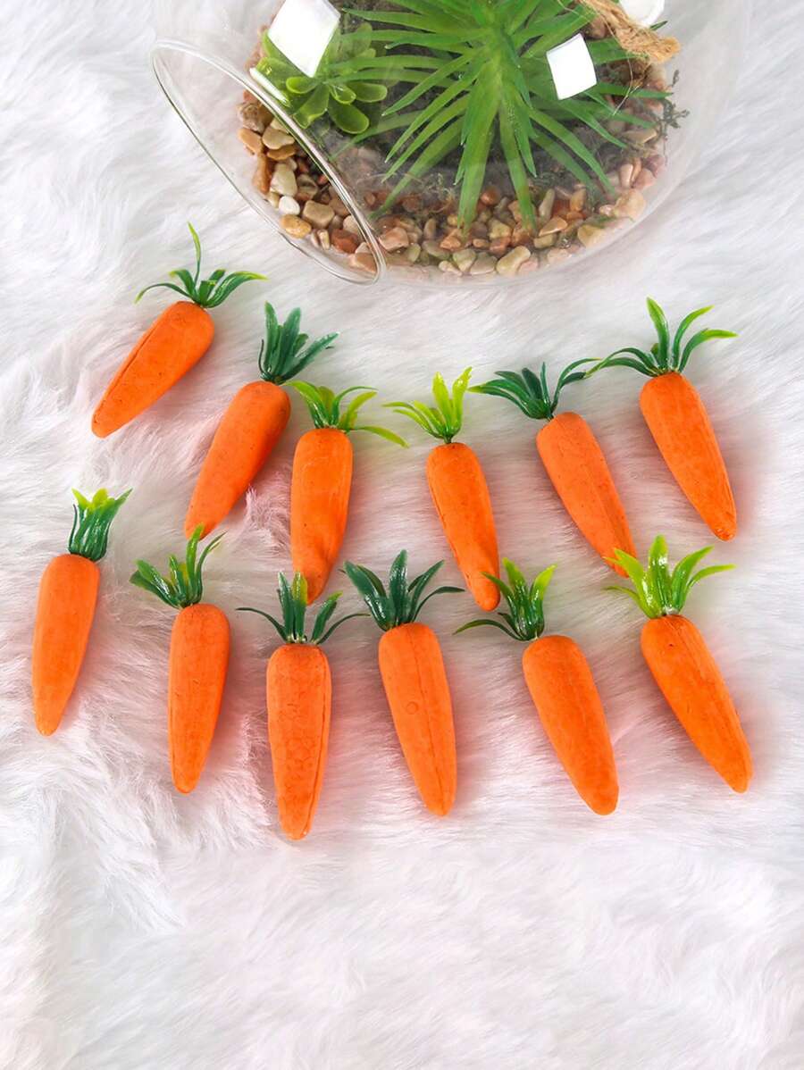 12pcs Realistic Carrot Easter Decorations, Easter Themed Party Supplies ...