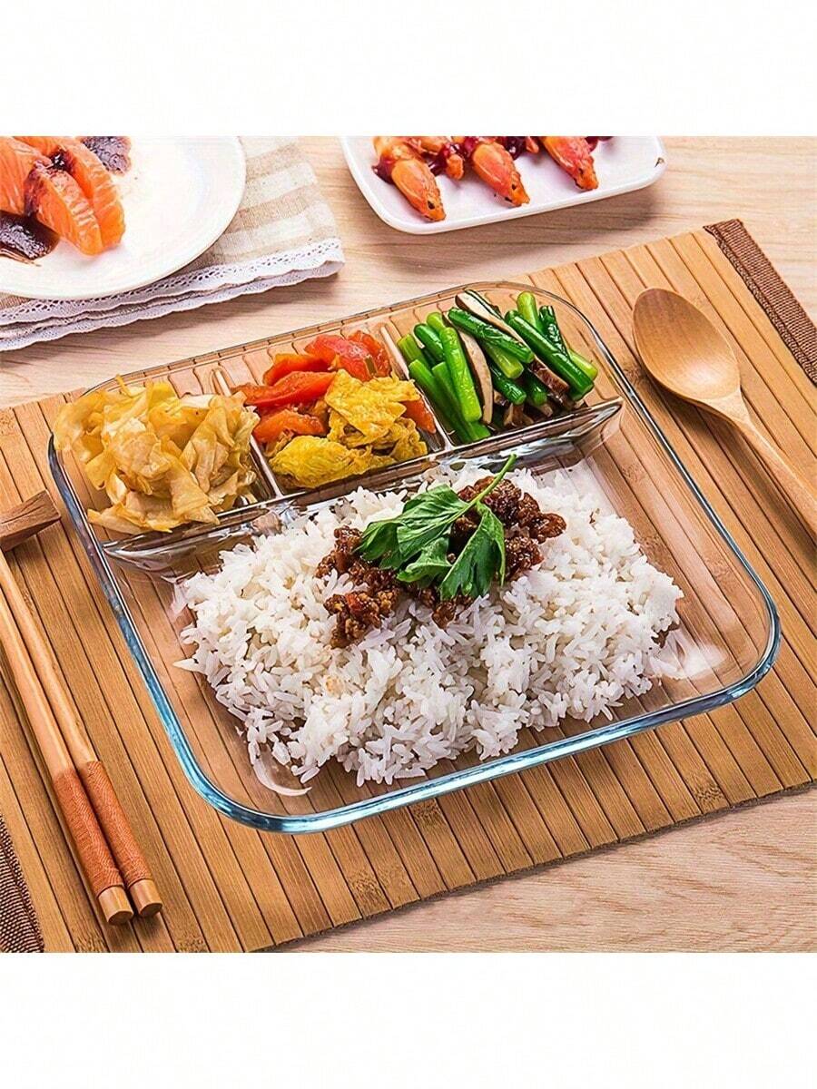 Glass Serving Tray With Sauce Dish - Heat-Resistant Prep Plate For ...