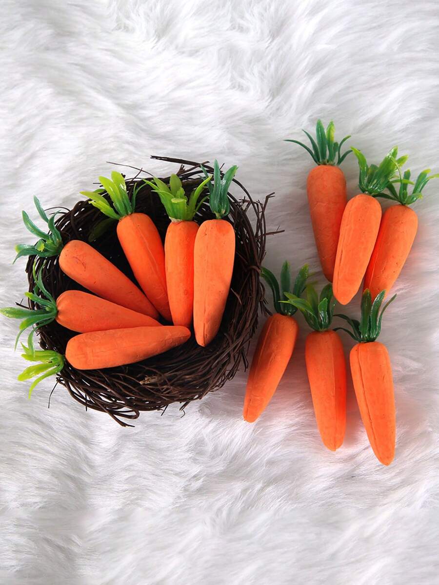 12pcs Realistic Carrot Easter Decorations, Easter Themed Party Supplies ...