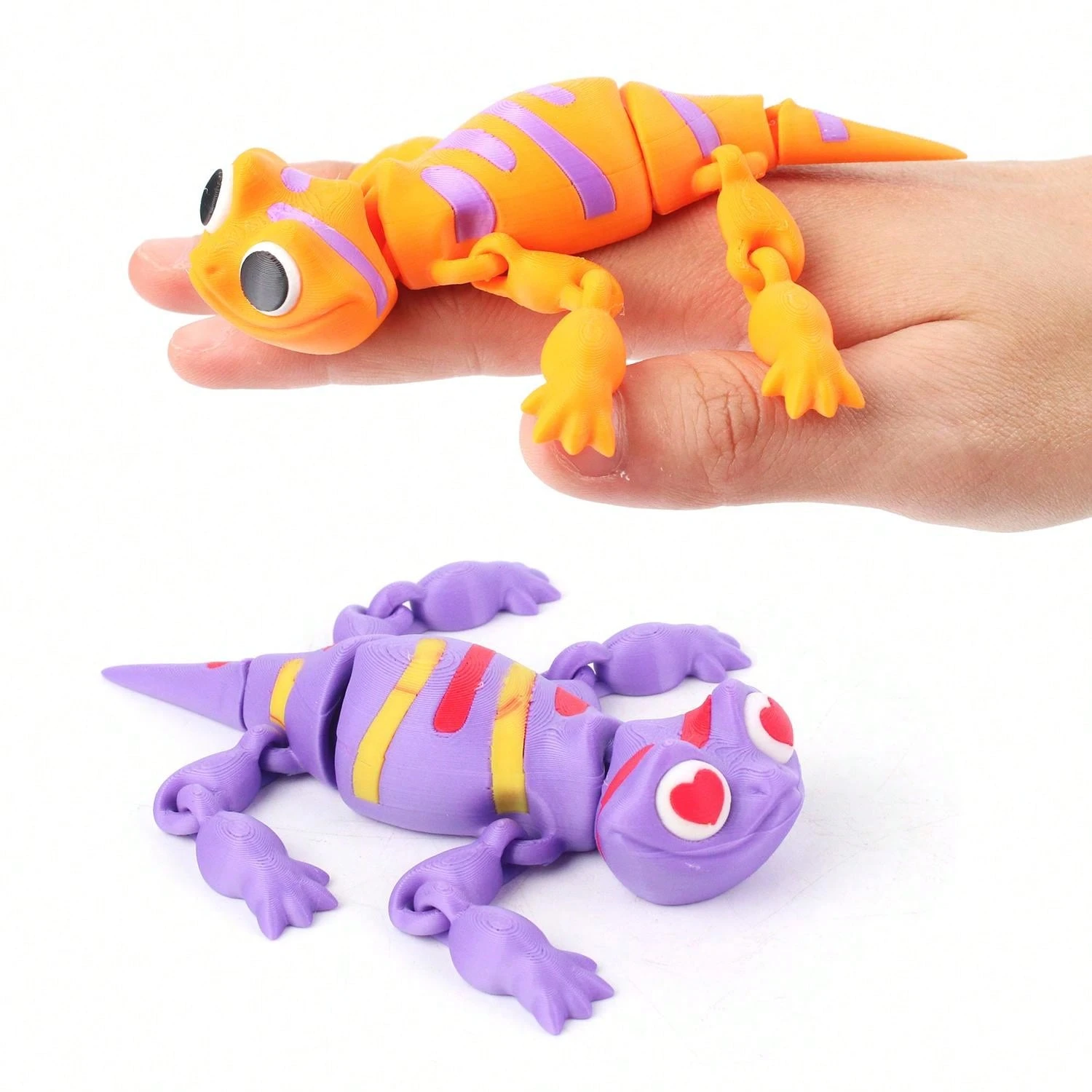 3D Printed Articulated Tiger Striped Gecko Figure, Stress Relief Fidget ...