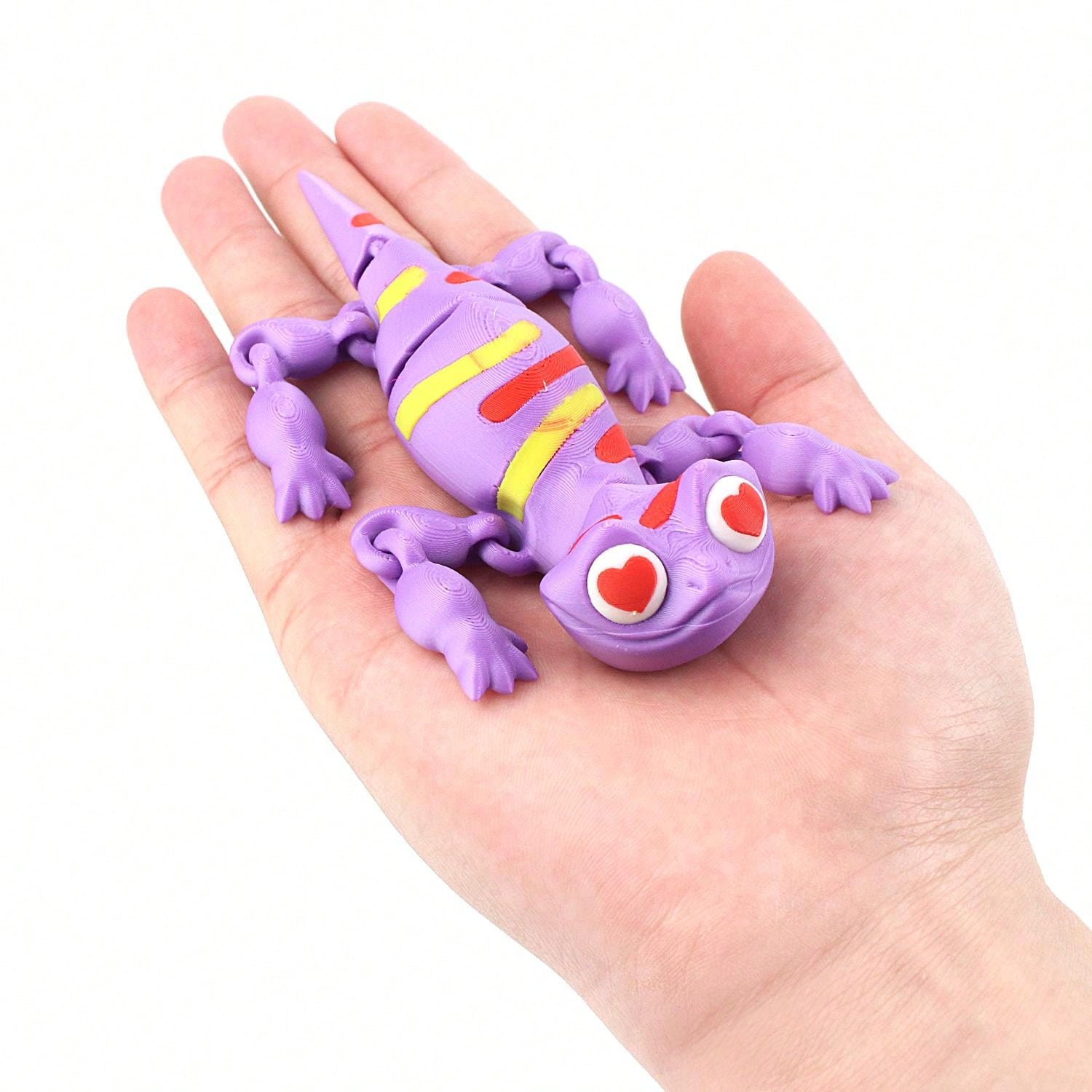 3D Printed Articulated Tiger Striped Gecko Figure, Stress Relief Fidget ...