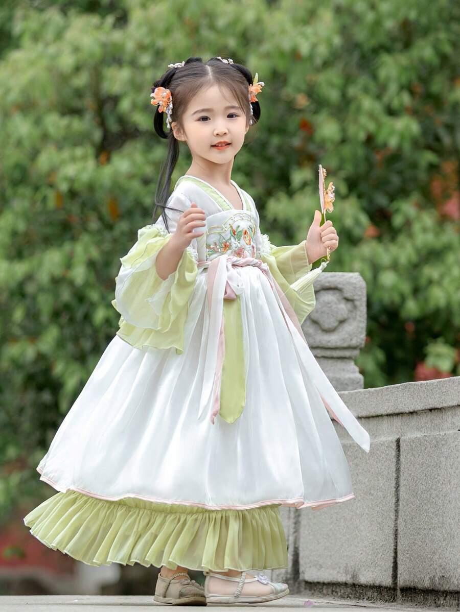 Vestido de fantasia tradicional chinesa da dinastia Tang verde claro ...