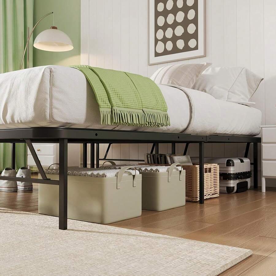 Bed Frame Full Foldable Bed Frame Heavy Duty Metal Platform Bed Frame Underbed Storage 14 Inches ...
