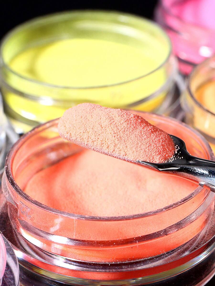 FULL BEAUTY 6pcs/Set Glow In Dark Fluorescent Nail Powder Rubbing On ...