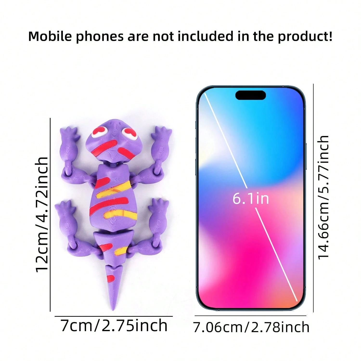 3D Printed Articulated Tiger Striped Gecko Figure, Stress Relief Fidget ...