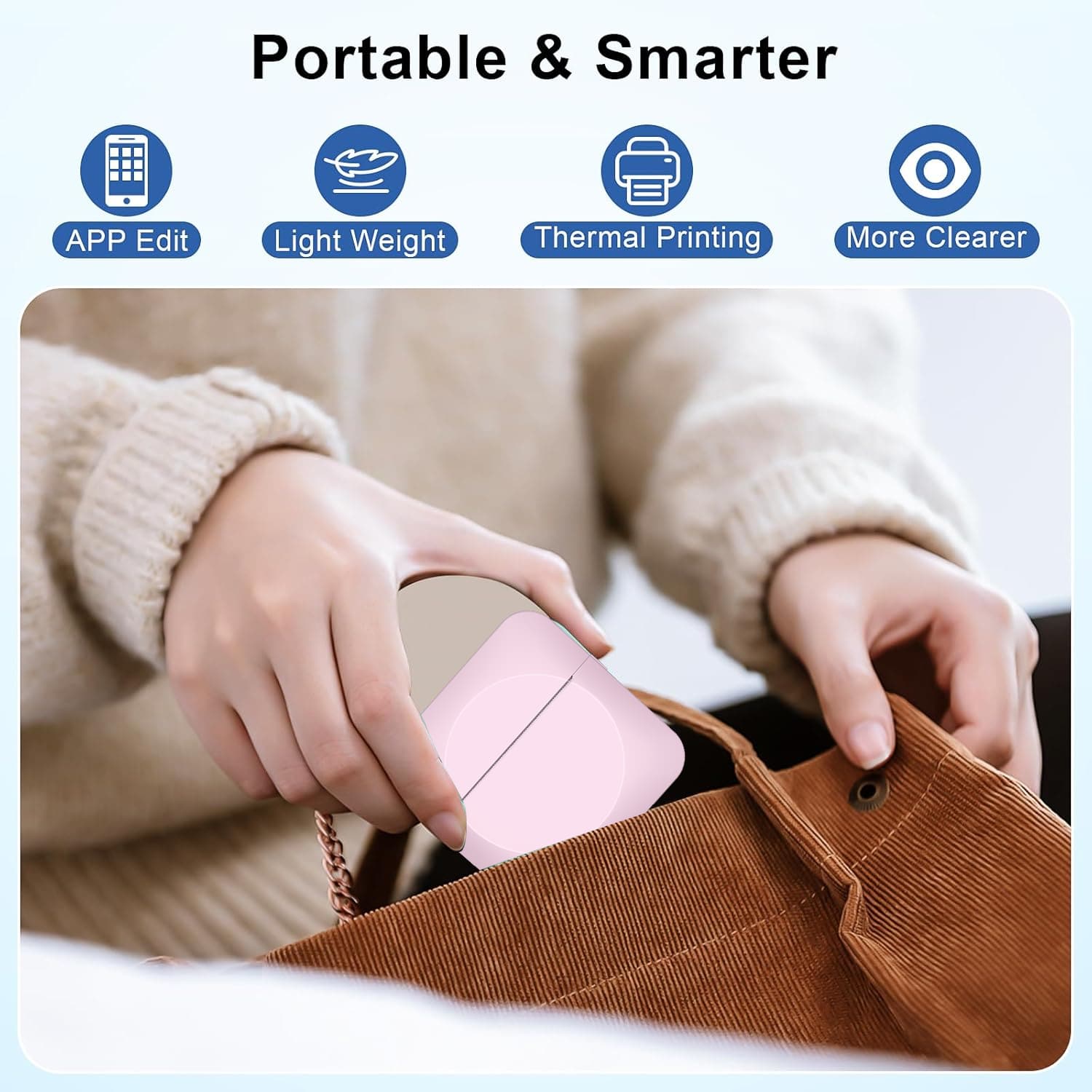 Inkless Thermal Printer, Portable Mini Wireless Label Printer With 3 ...