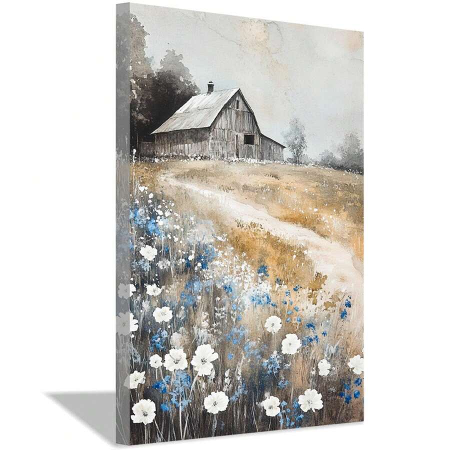 Countryside Landscape Wall Art Rustic Farmhouse Canvas Poster Beautiful ...