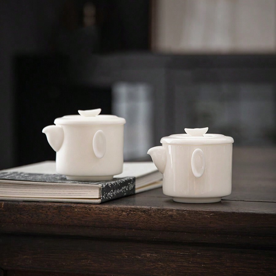 Dehua White Porcelain Jade Tea Set, 1 Teapot And 2 Tea Cups, High-End ...