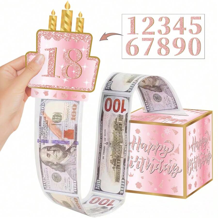 1 Set Happy Birthday Exploding Dollar Bill Money Bag Surprise Box Party ...