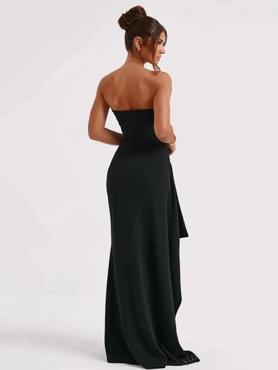 Black Sexy Off Shoulder High Slit Women's Club Party Evening Gown | SHEIN USA