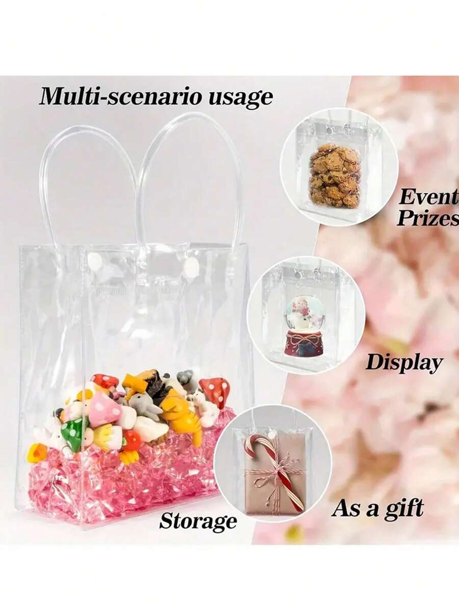 Clear PVC Gift Bags With Handles - Reusable Clear Tote Bags For ...