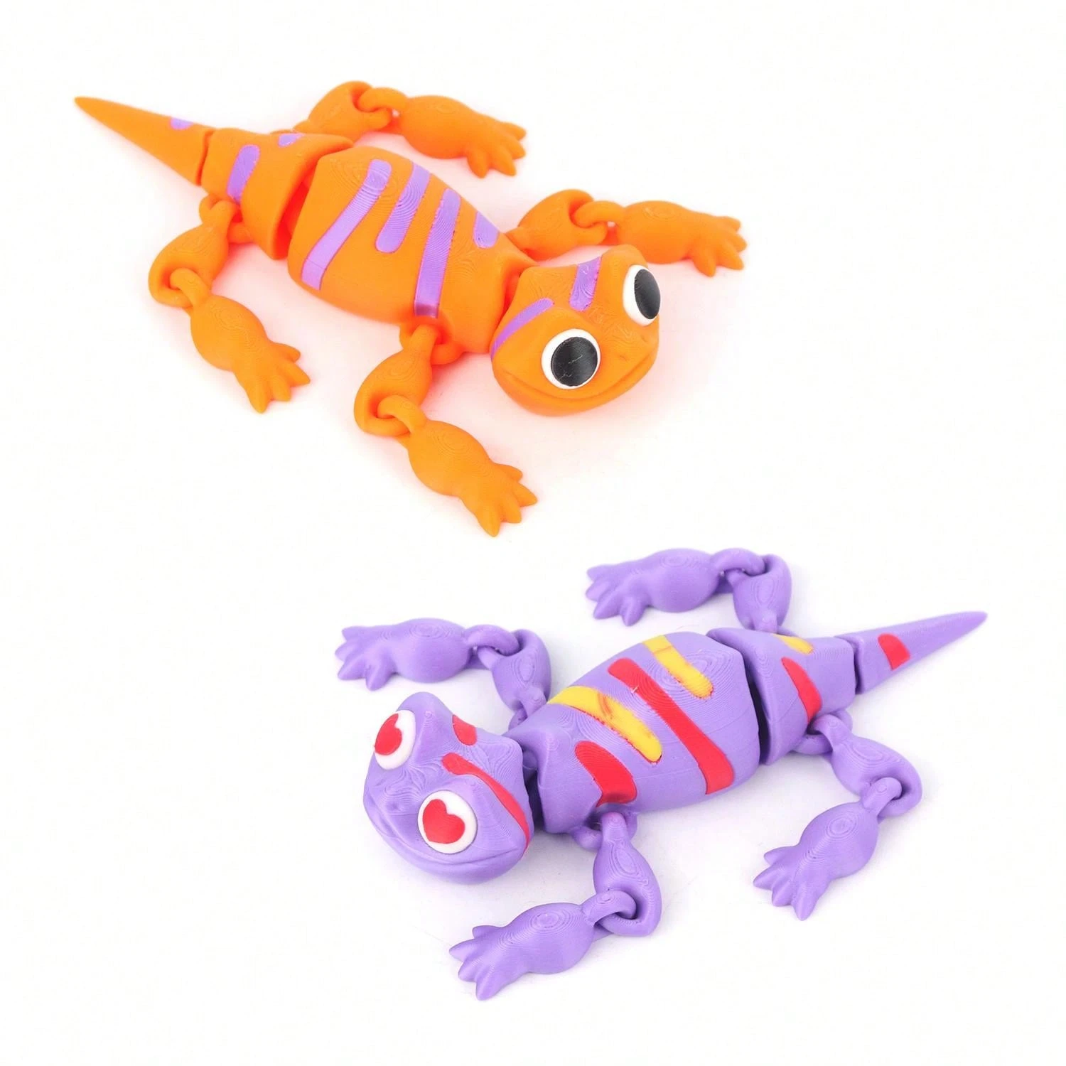 3D Printed Articulated Tiger Striped Gecko Figure, Stress Relief Fidget ...