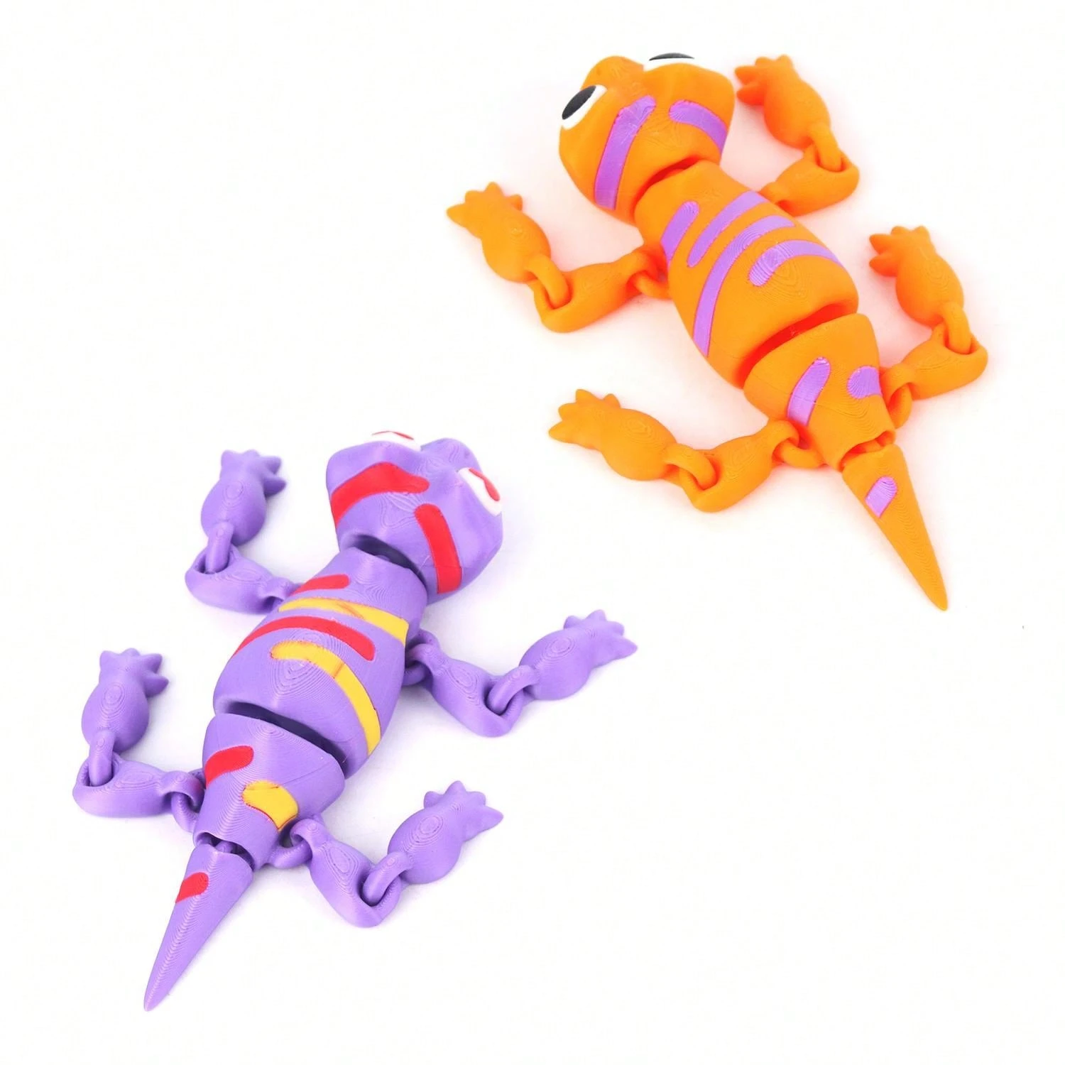 3D Printed Articulated Tiger Striped Gecko Figure, Stress Relief Fidget ...