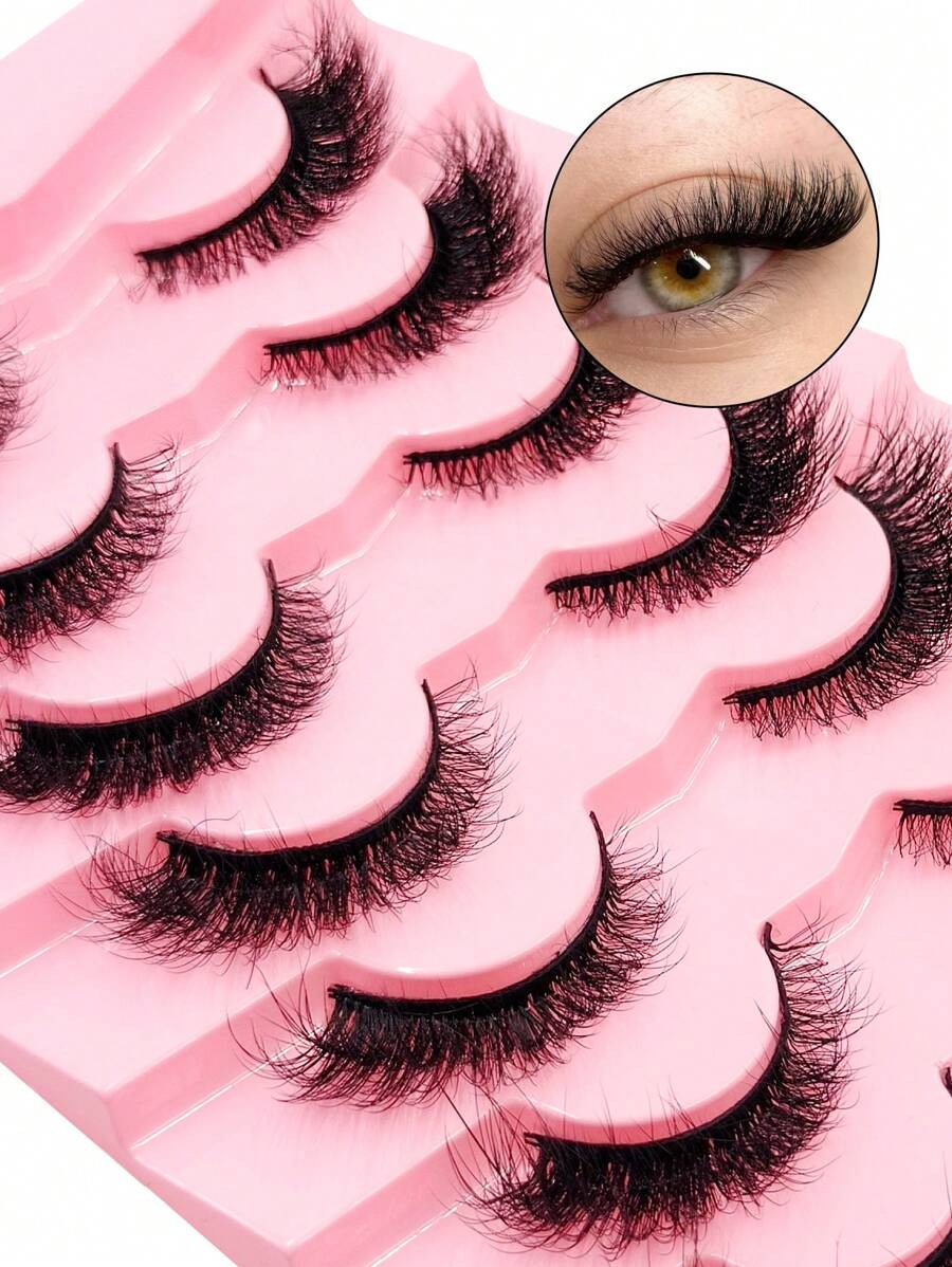 7 Pairs Cat Eye Lashes Enlarged Eye Faux Mink Eyelashes Winged End Eye ...