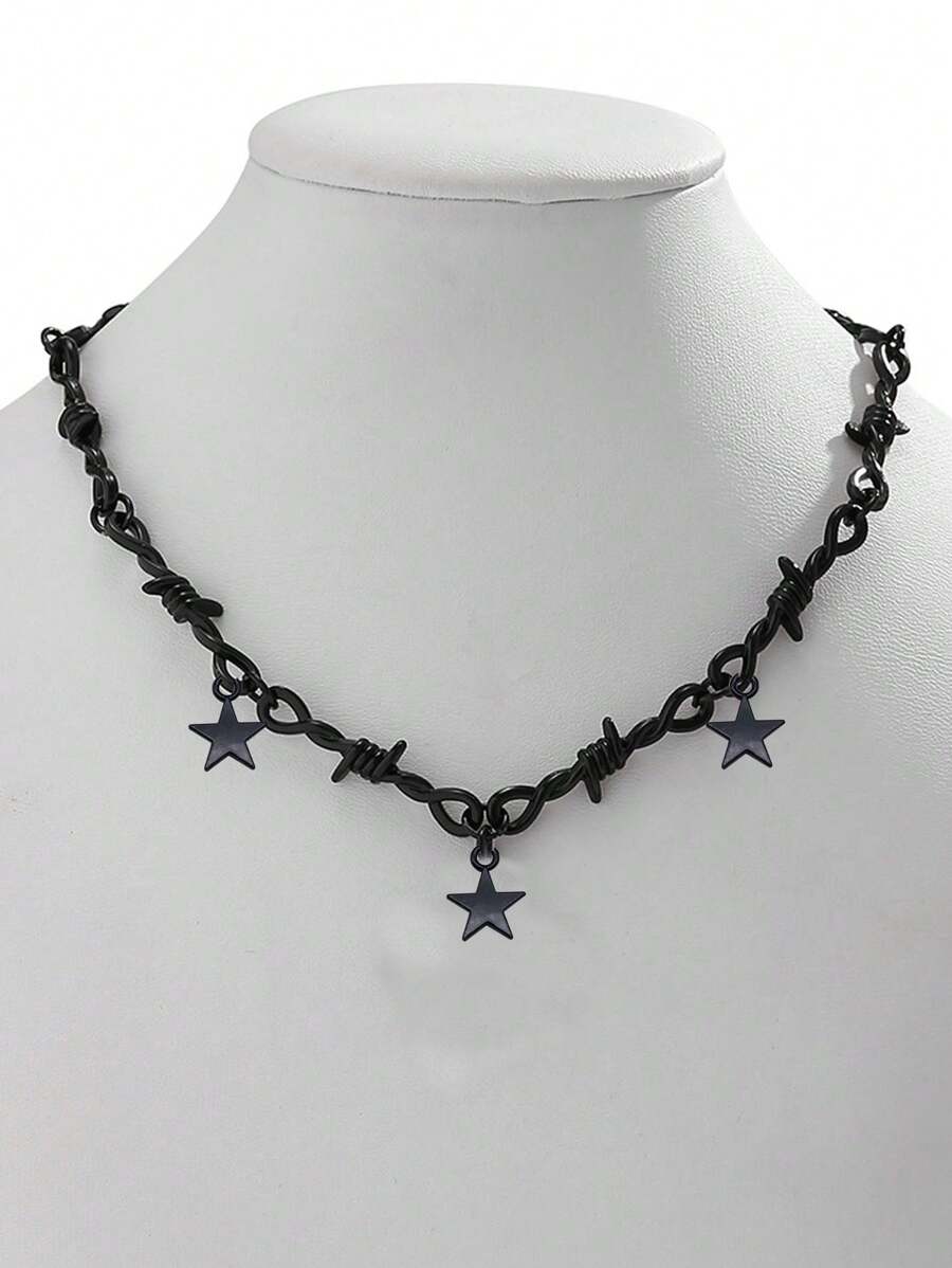 1pc Unique Vintage Thorn Star Necklace, Thorn Clavicle Chain ...