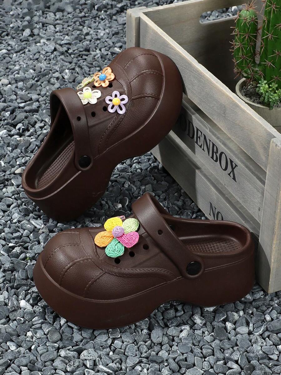 New EVA Thick Sole Flower Decor DIY Clog Sandals Women, Non-Slip ...