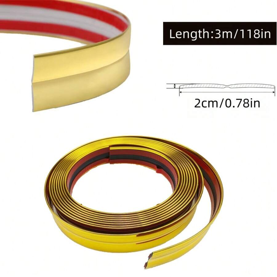 3m X 2cm Self-Adhesive Flexible Wall Trim Edge Strip, Decorative Corner ...