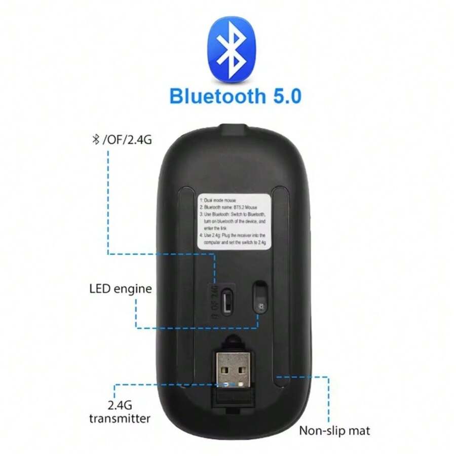 Wireless Mouse RGB Rechargeable Bluetooth Mice Wireless Computer Mause ...