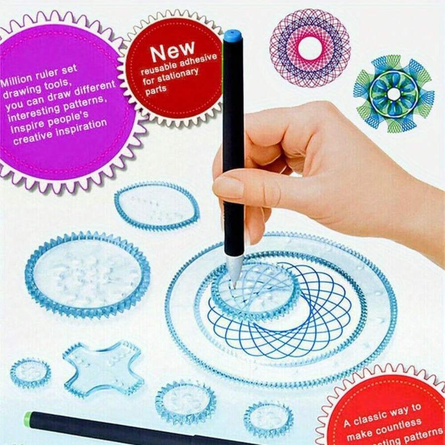 27 Pcs Tin Draw Drawing Art Original Spirograph Design Set Craft Create Tools(Color Random ...
