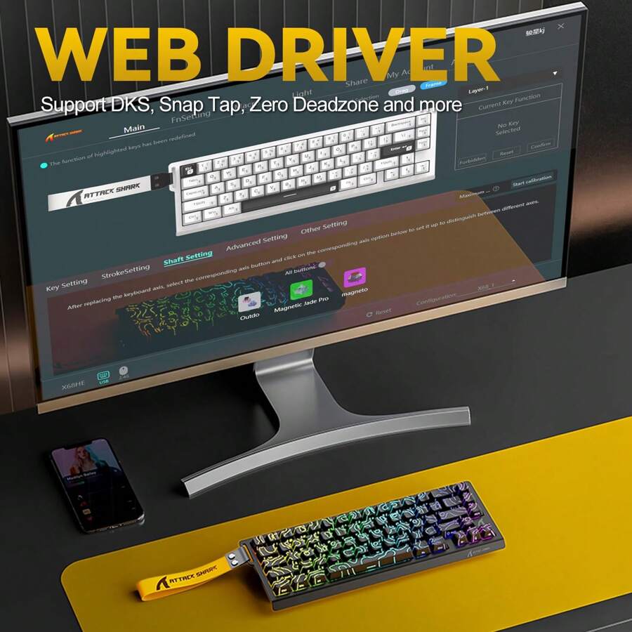 FREEWOLF ATTACK SHARK X68 HE 8000Hz Rapid Trigger Keyboard, 0.01mm RT ...