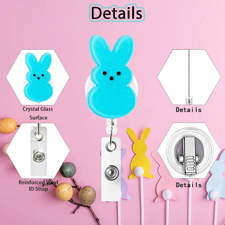 1pc Easter Bunny Acrylic Badge Reel, Retractable PMMA Nurse ID Holder ...
