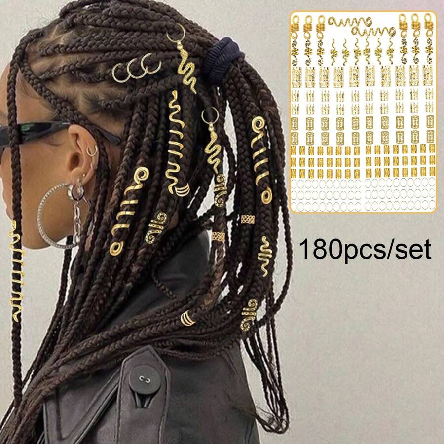 180 Pieces Dreadlock Hair Accessories Celtic Loc Jewelry Hair Cuffs For ...