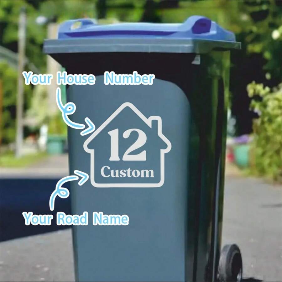 Custom Vinyl Wheelie Bin Sticker - Personalized With House Number ...