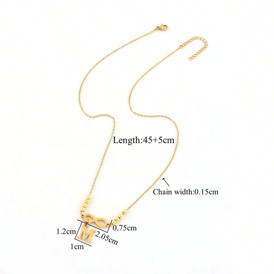 1pc New Initial Infinity Symbol Copper Bead Gold Color Stainless Steel ...