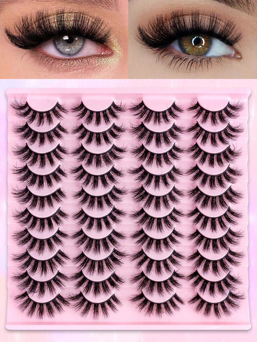 20 Pairs -70 3D Faux Mink Eyelashes, 0.07mm Ultra Soft 3D Fiber Lashes ...