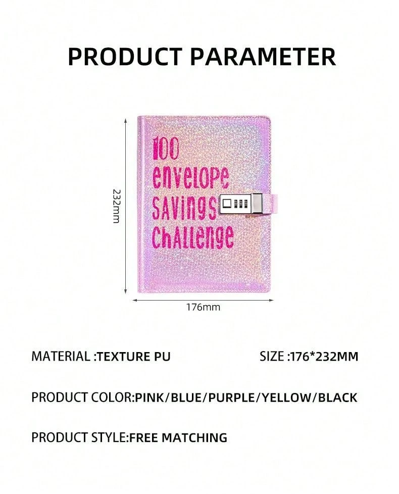 Binder With Combination Lock Set 100-Day Money Saving Challenge Cash ...