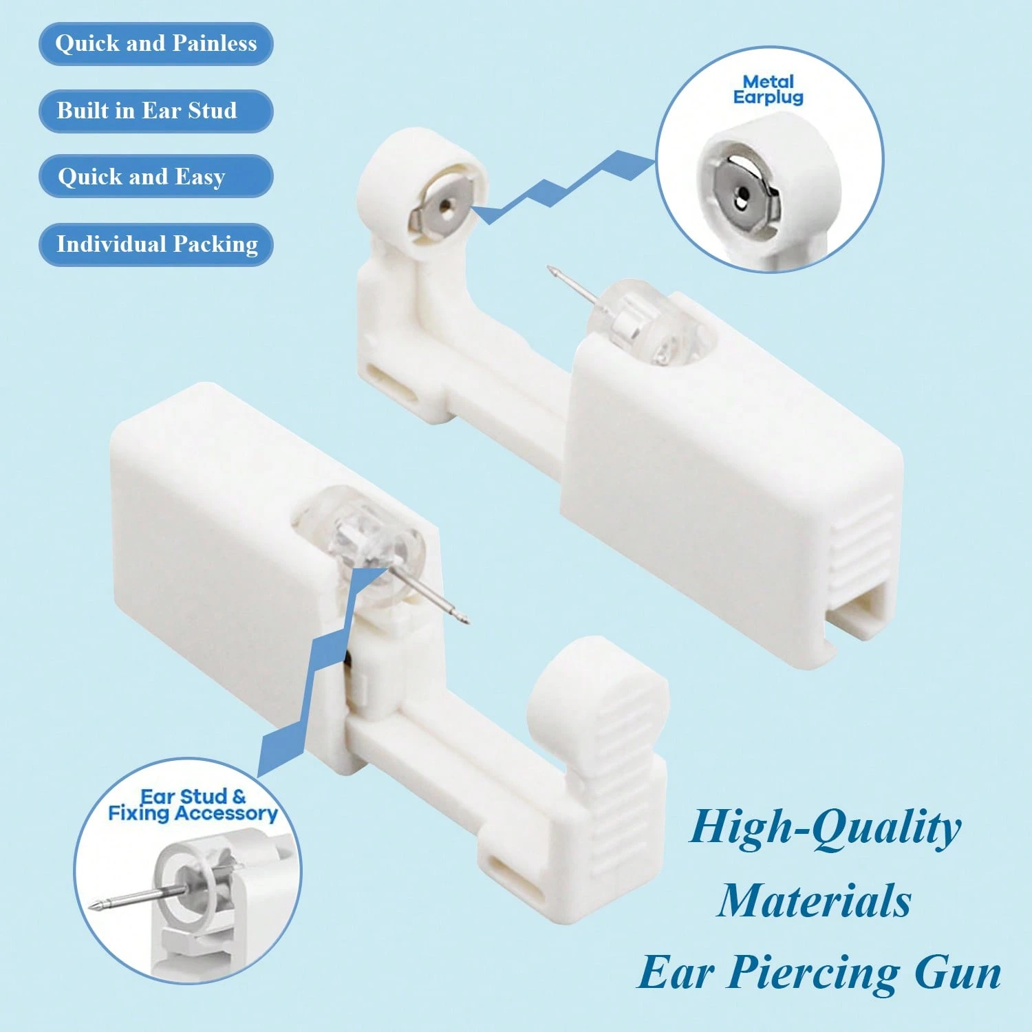 Ear Piercing Kit,Disposable Ear Piercing Gun With 5mm Crown Cubic ...