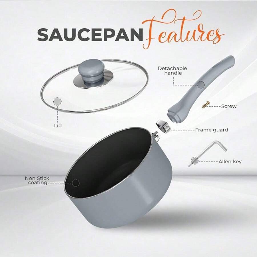 Utopia Kitchen 2 Quarts Nonstick Saucepan With Detachable Handle ...