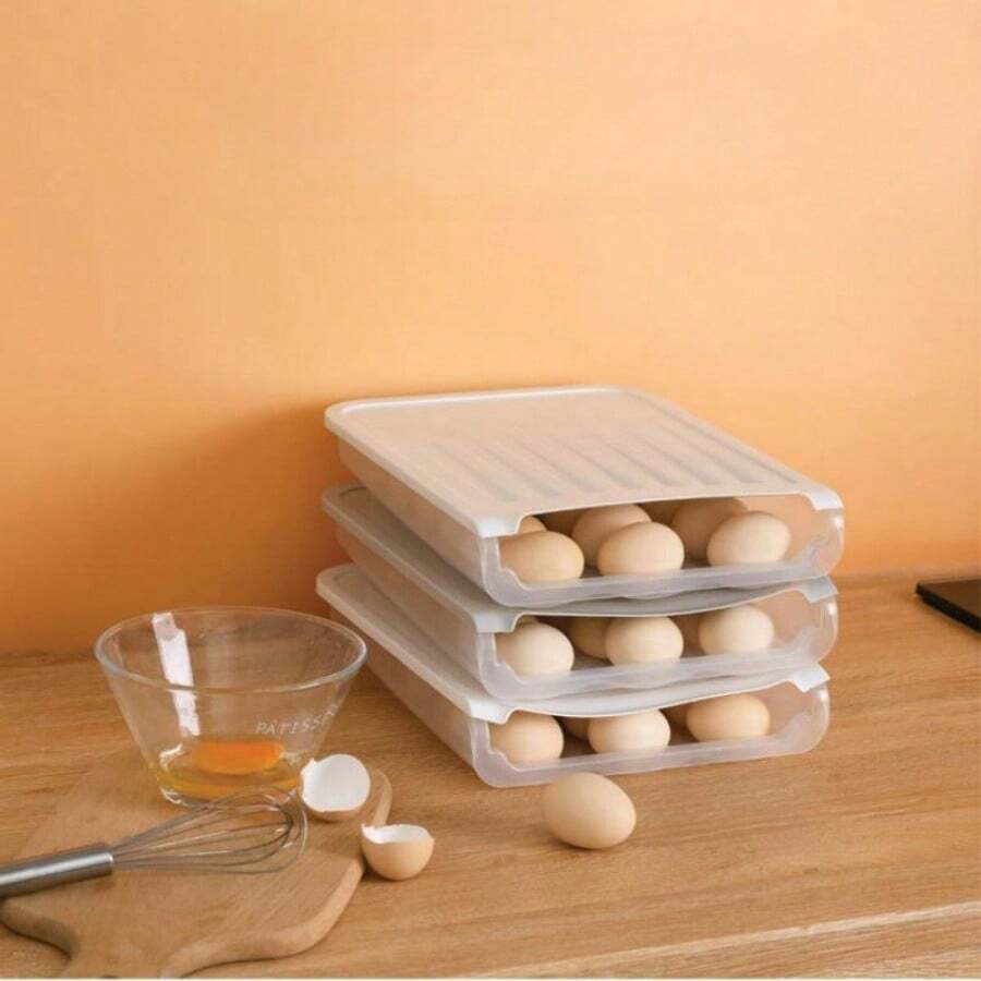 Refrigerator Egg Storage Box With Cover Automatic Rolling Sliding Egg ...