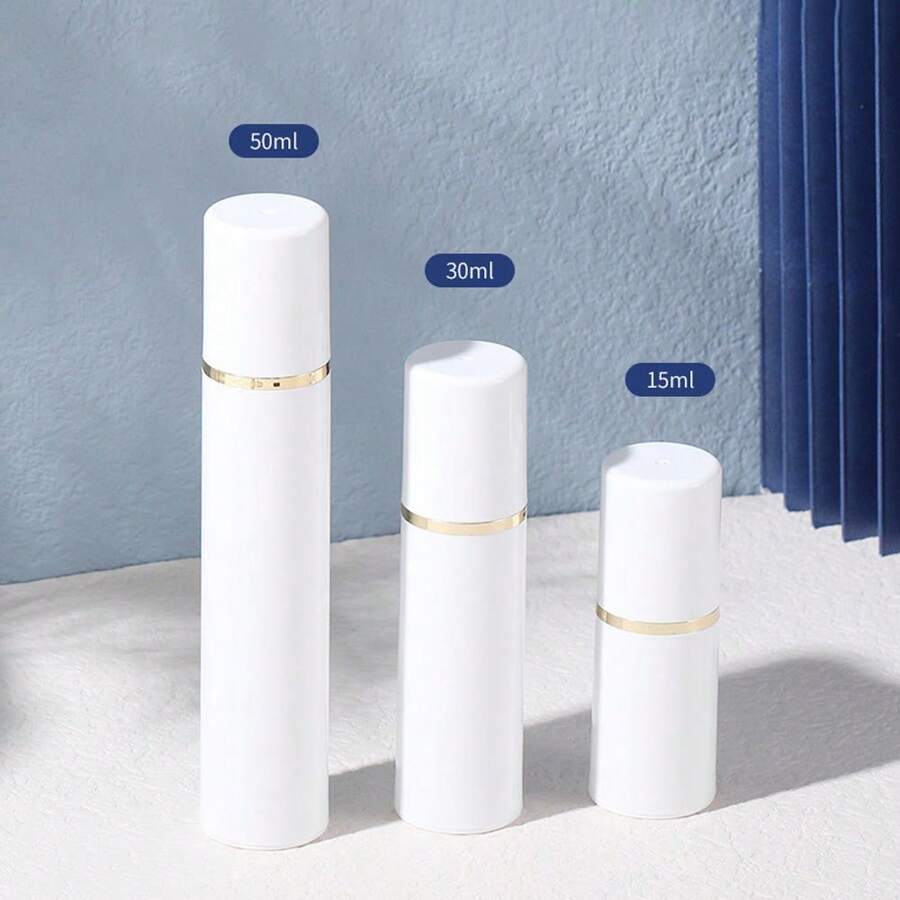 Bottiglia a vuoto con chiusura a scatto da 15/30/50ml, in PP con bordo argentato ricaricabile ...