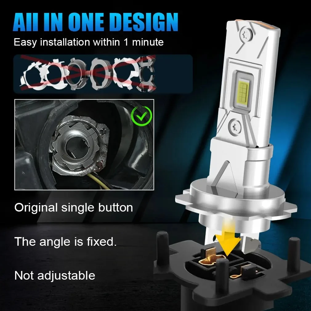 S&D 20000LM H7 LED Headlight Bulb Canbus H7 Mini Size Design Wireless For Car Lamp CSP 7035 Chip ...