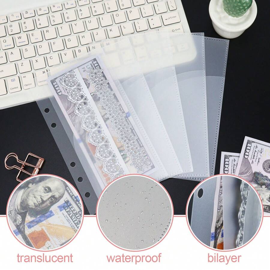 5pcs A6 Loose-Leaf Binder, PP Dual-Layer Divider Pockets, Transparent Divider Sheets, Notepad ...